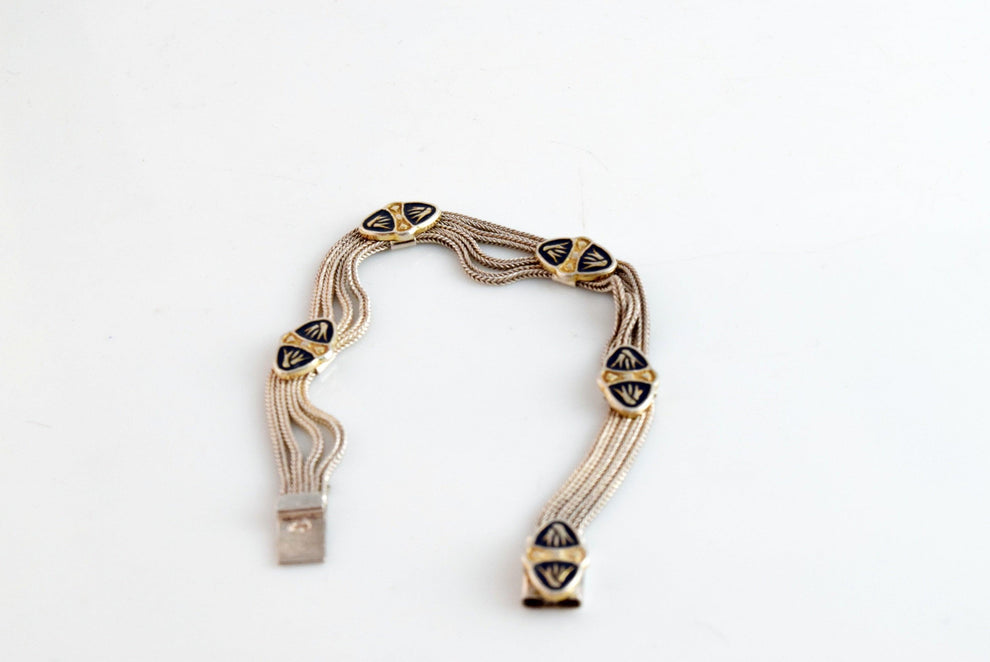 Vintage Enamel and Sterling Silver Chain Turkish Bracelet – Anteeka