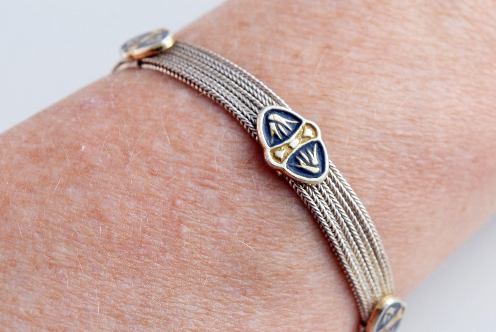 Vintage Enamel and Sterling Silver Chain Turkish Bracelet – Anteeka