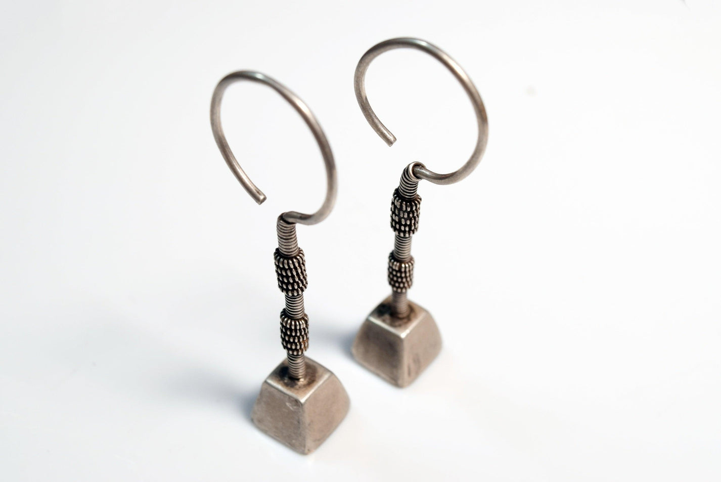 Vintage Silver Vedhla Indian Tribal Earrings from Gujarat – Anteeka