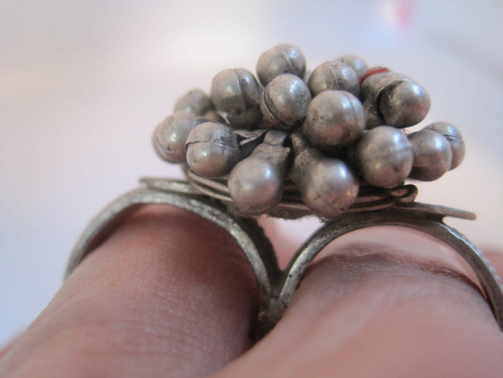 Vintage Two Finger Silver Tribal Nomadic Indian Ring from Rajasthan ...
